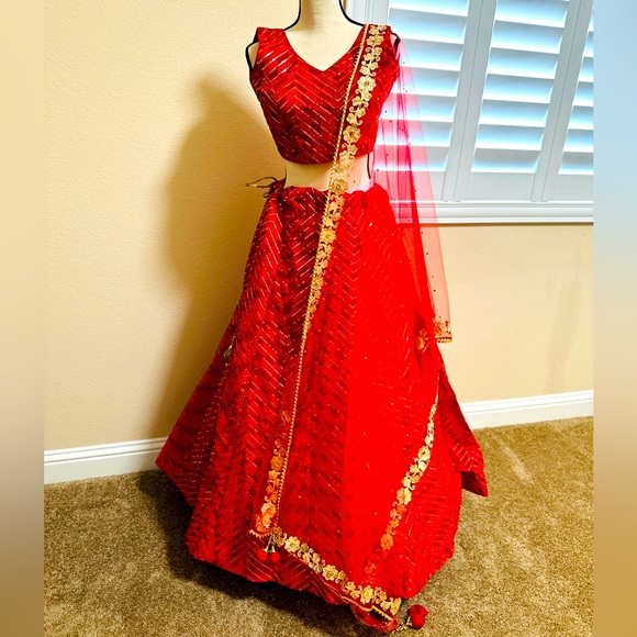 Skirts | Red Lehenga Set | Poshmark